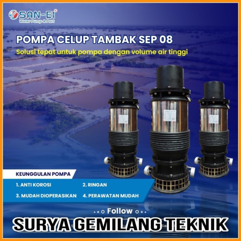 Jual Pompa Tambak Udang 10" SANEI SEP-10 Pompa Celup Kuras Banjir 10 Inch | Shopee Indonesia