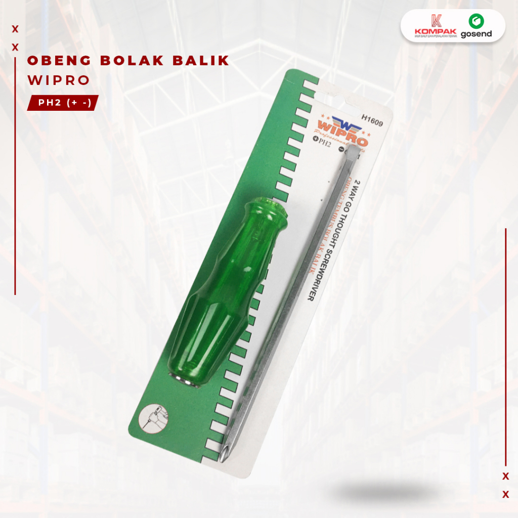 Jual Wipro H1609 Ukuran Obeng Min (-) PH2 Obeng Plus (+) 6 mm Obeng ...
