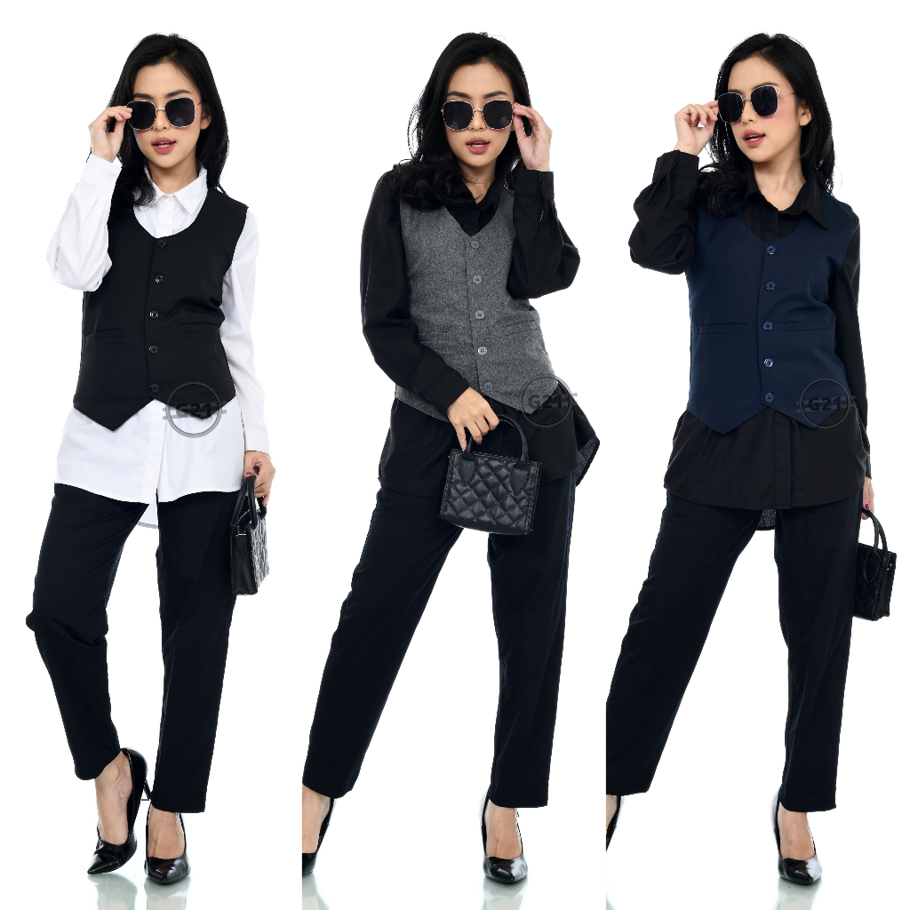 Jual Rompi Vest Jas Formal Wanita Hitam Slimfit Kerja Kantor Premium ...