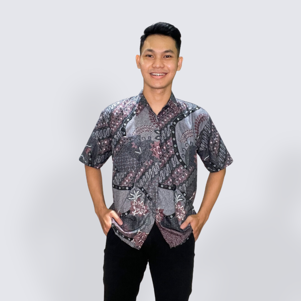 Jual BATIK TRUSMI Kemeja Kerja Batik Pria Lengan Pendek Falah RMP LT Hitam Cocok Untuk Kerja ...