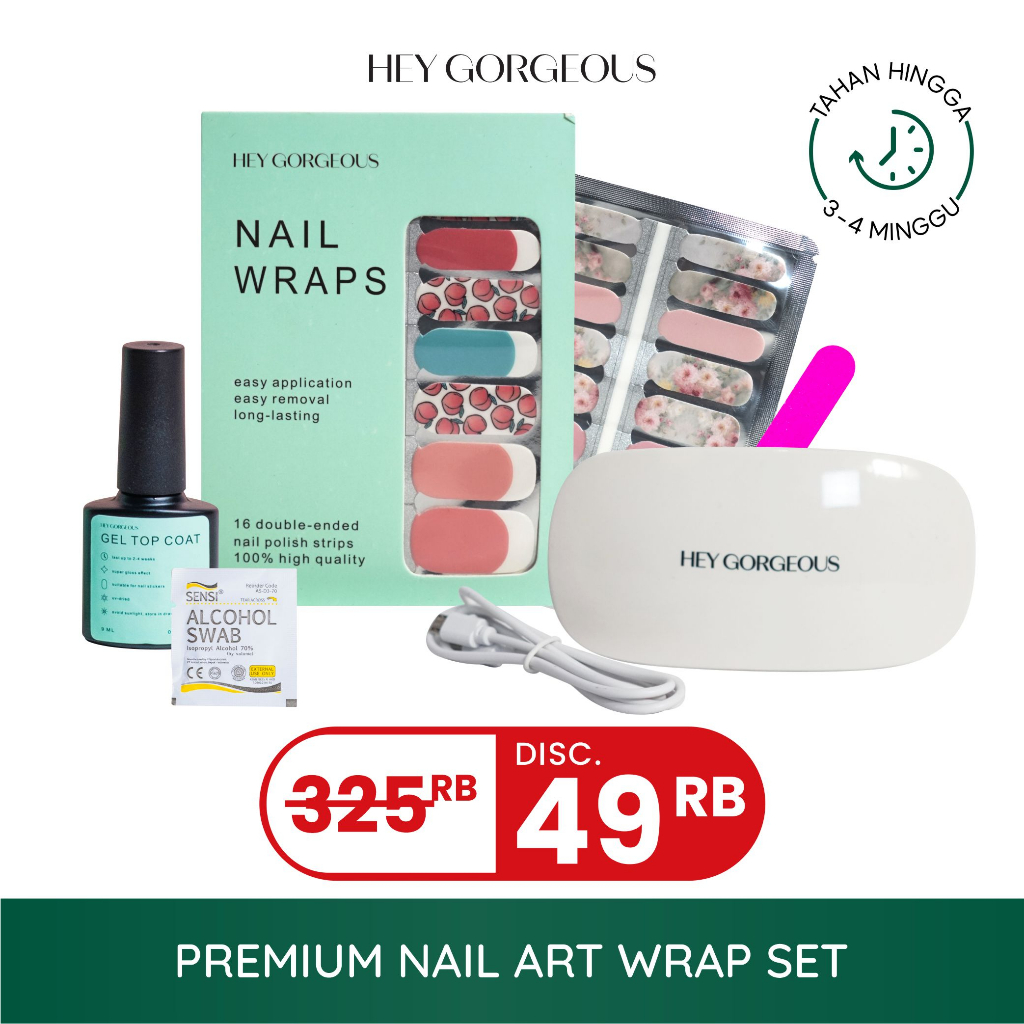 Jual Hey Gorgeous Nail Art Wrap/ Stiker UV Premium manicure Set tahan 3 ...