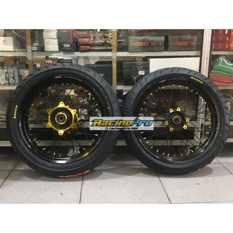 Jual VELG TAKASAGO EXCEL SET BARTUBULESS 17 X 300 /350 BLACK KLX 150 ...