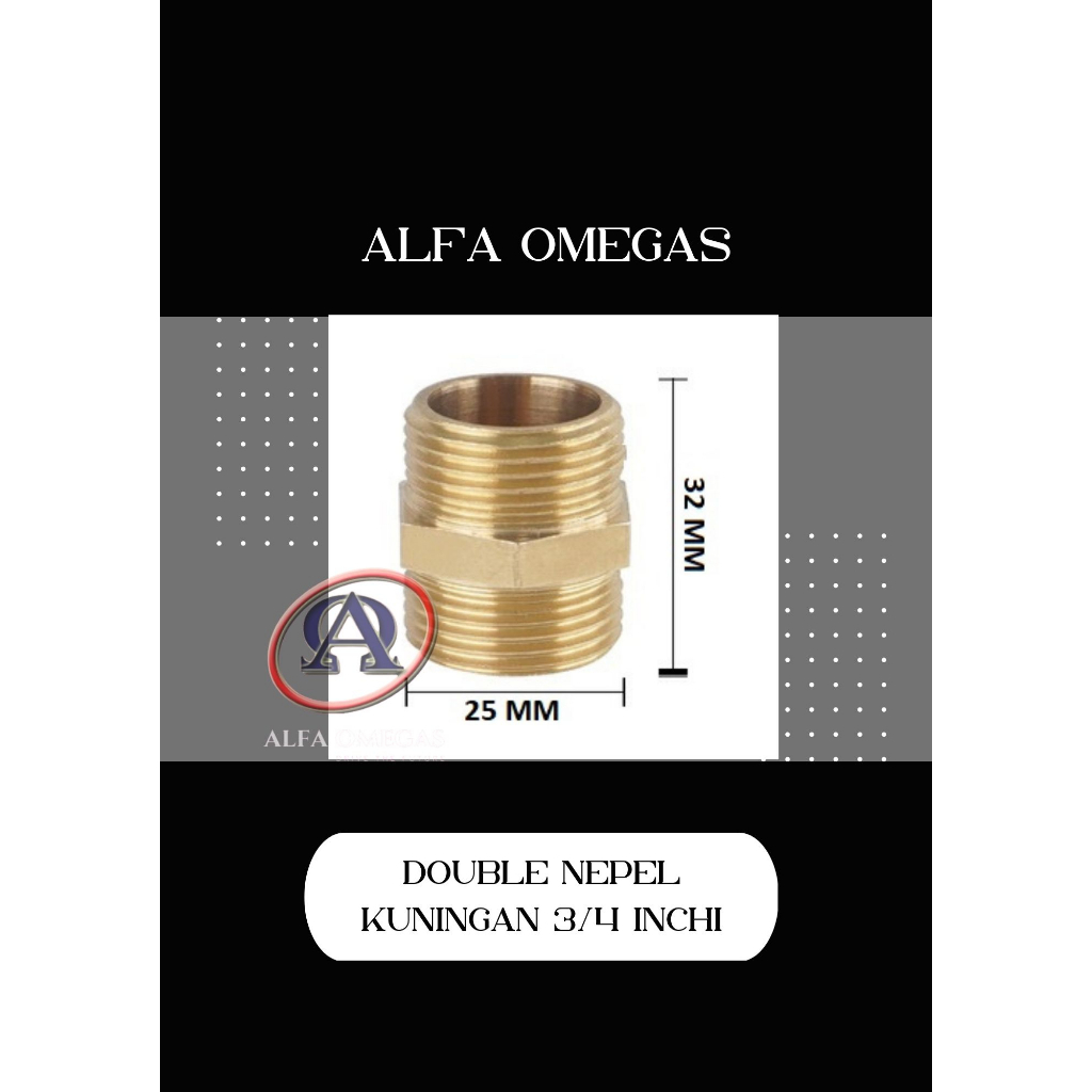 Jual DOUBLE NEPEL KUNINGAN 3/4 INCHI DRAT 3/4" DOUBLE NIPPLE BRASS 25MM ...