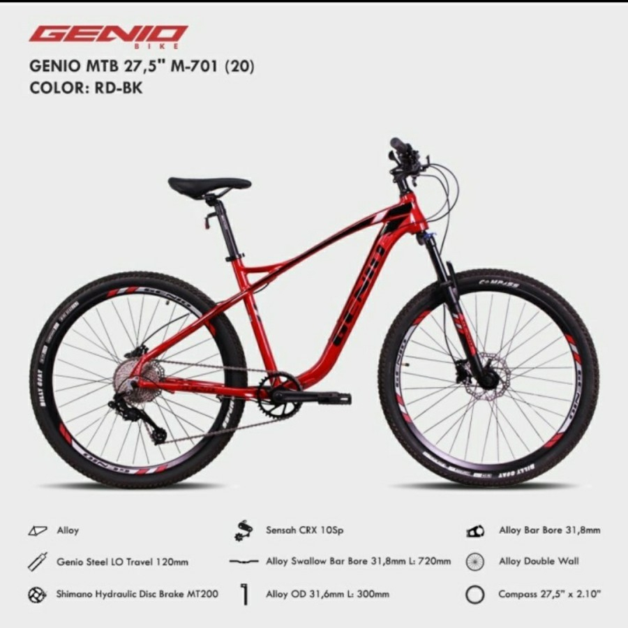 Jual Sepeda MTB 27.5 inch Genio M702 hydraulic sensah CRX 10sp sepeda dewasa sepeda remaja ...