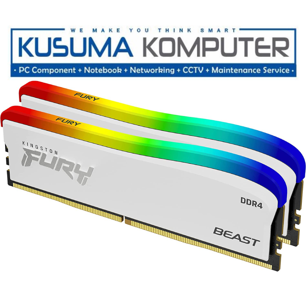 Jual Ram Kingston Fury Beast RGB 16GB White DDR4 3200MHz KF432C16BWAK2 ...