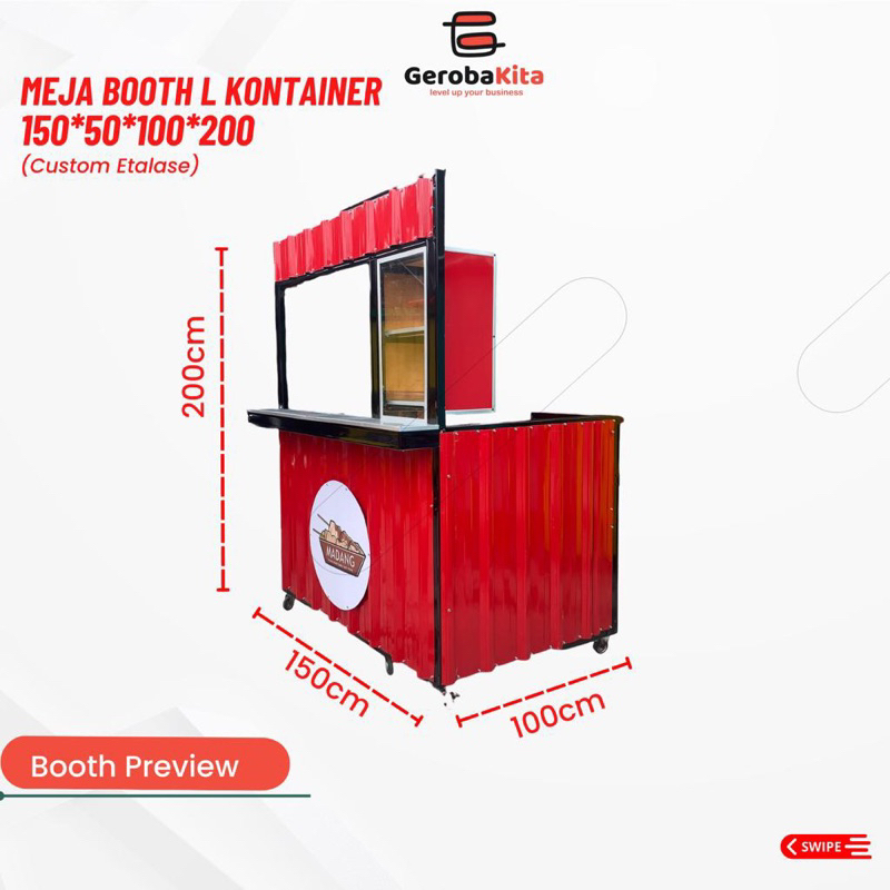 Jual Meja Booth L Container Custom Rak Etalase dan Roda | Shopee Indonesia