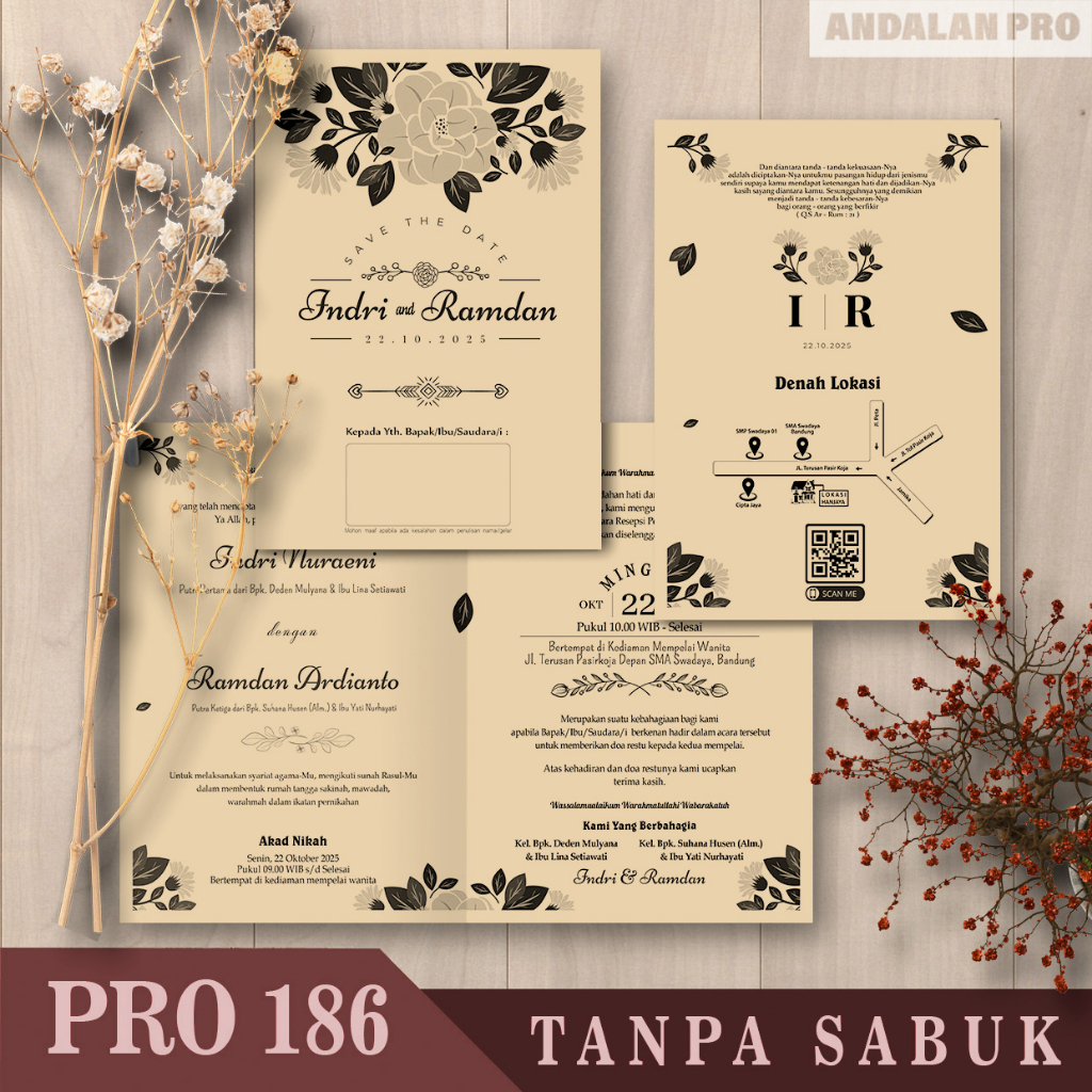 Jual 50 Desain Undangan Pernikahan Tanpa Sabuk, Simpel Grayscale ...