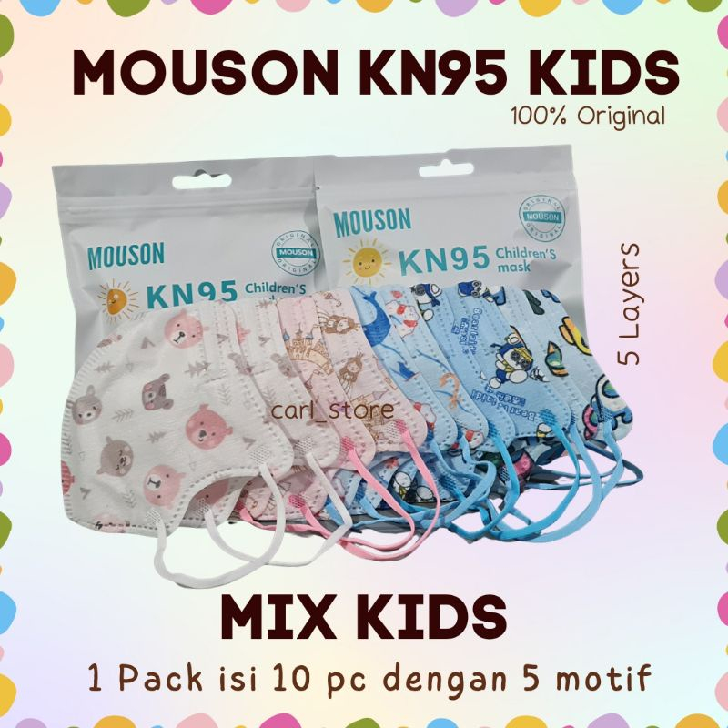 Jual MOUSON KN95 Original Anak Kids Motif 5 PLY isi 10 Pcs per Sachet ...