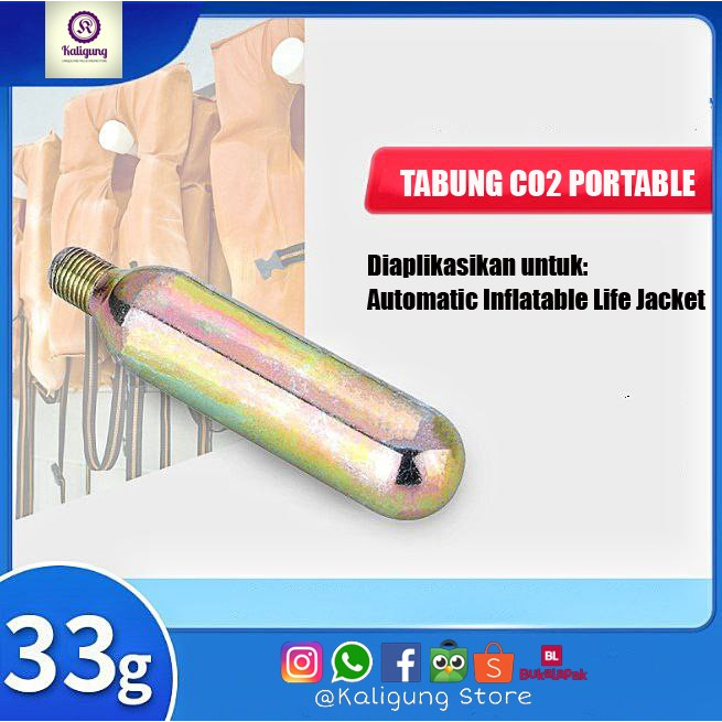 Jual Tabung CO2 33gr Cylinder Automatic Inflatable Life Jacket Rescue ...