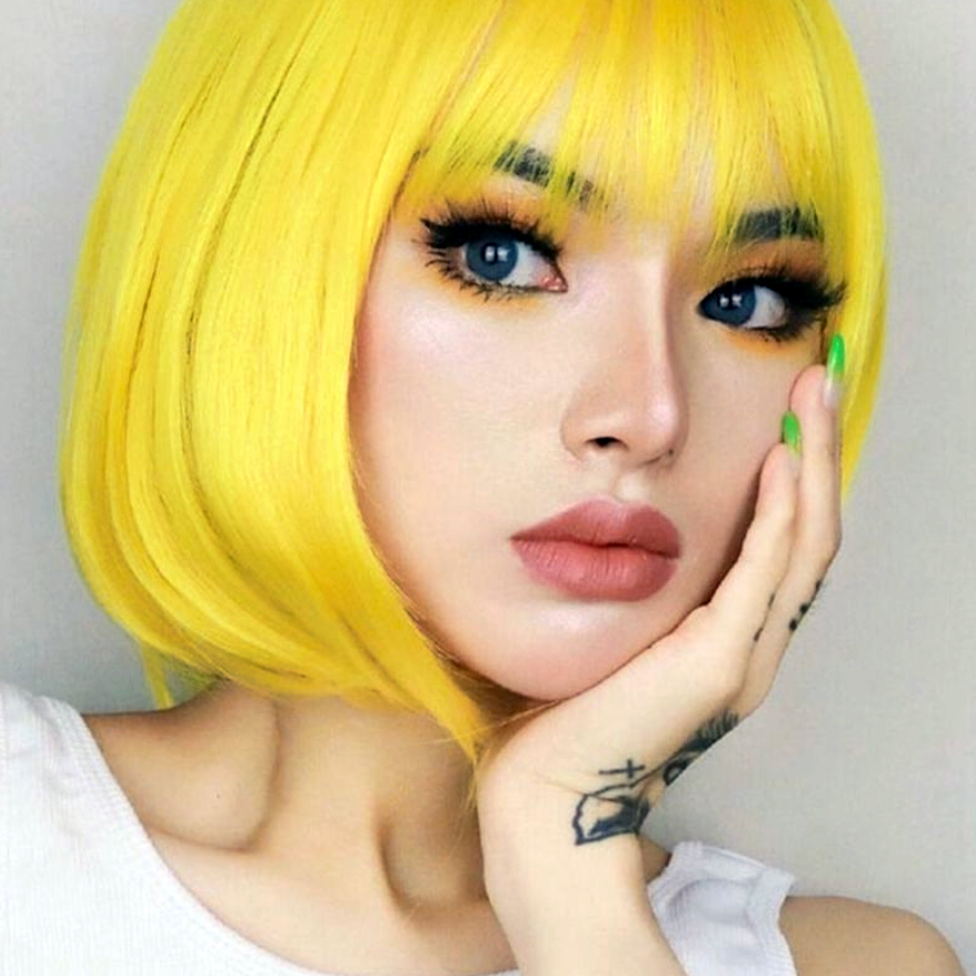 Jual Ryuuta Wig Basic Cap Short Bob There Yellow Kuning 12 inch 30 cm ...