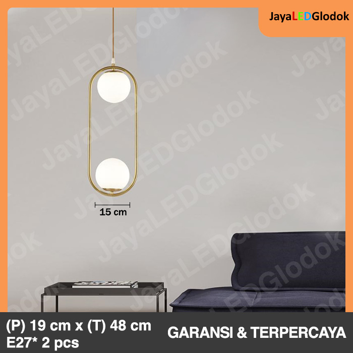 Jual Lampu Gantung Minimalis Ruang Makan Tamu Modern Mini Bar Cafe Restauran Emas 15 cm 20 cm ...