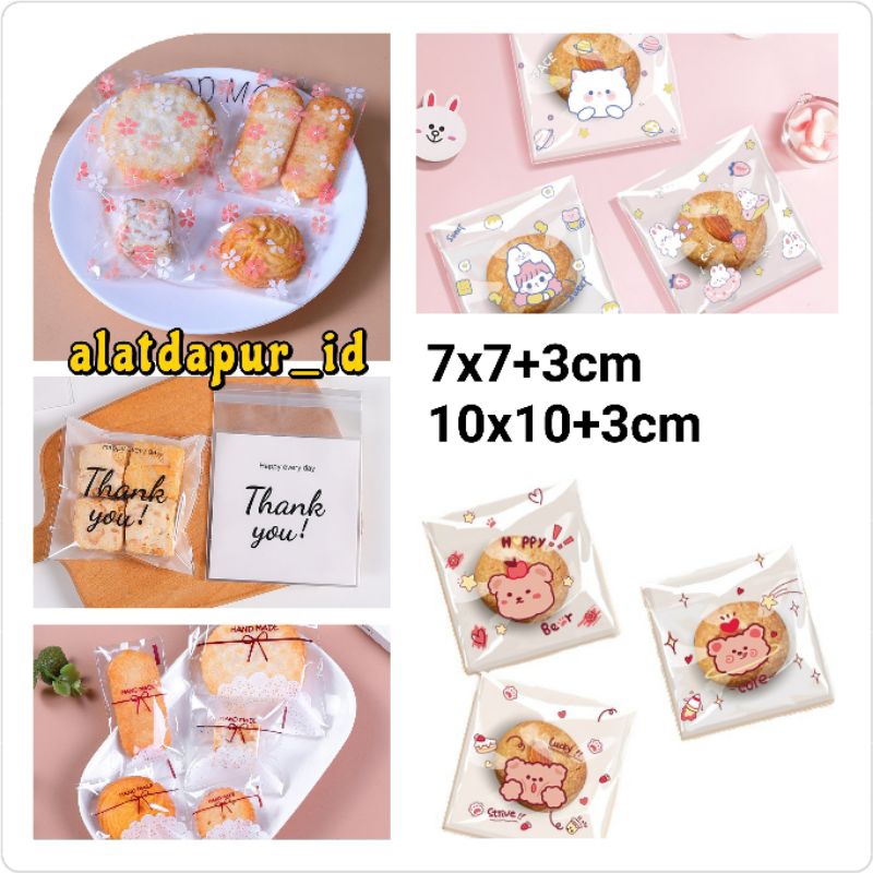 Jual 10x10cm 100pcs plastik cookies roti plastik OPP kue donut perekat ...