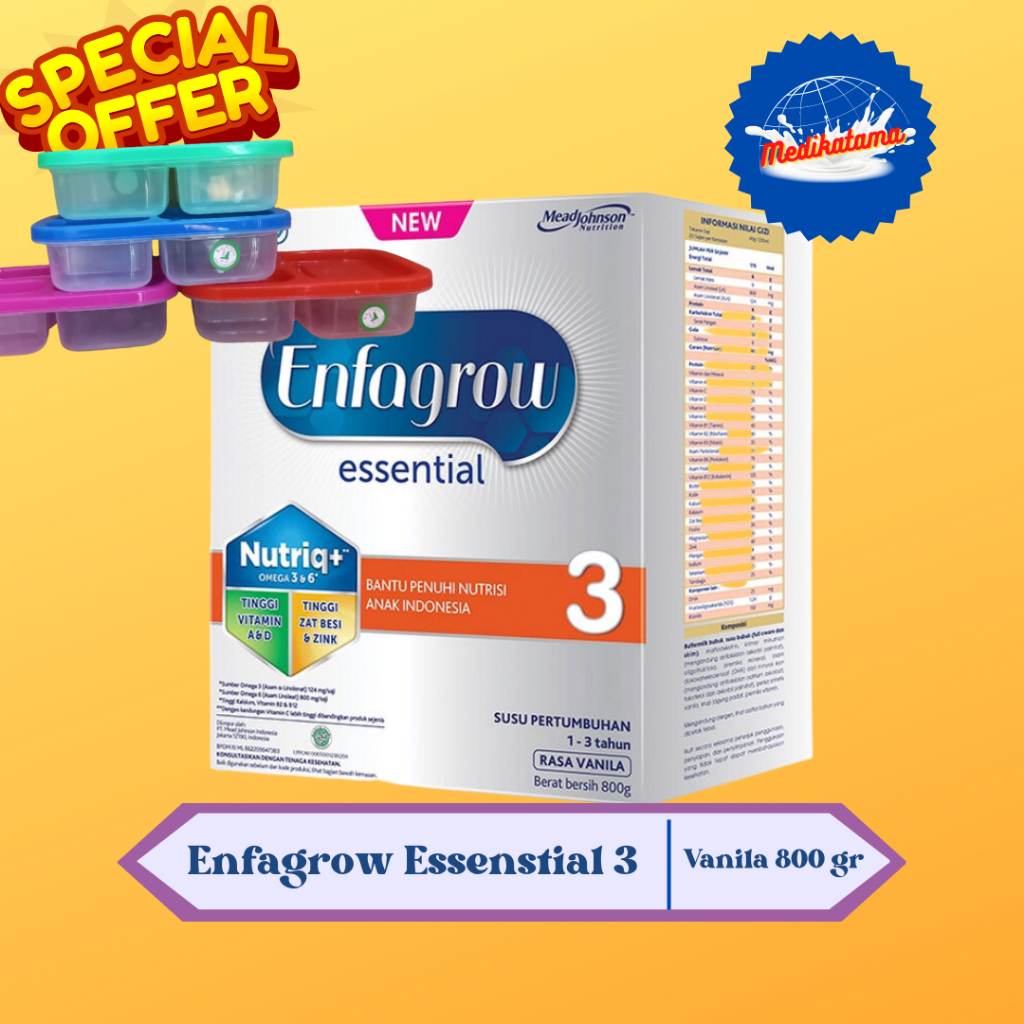 Jual Enfagrow Essential 3 Vanila 800 gram | Shopee Indonesia