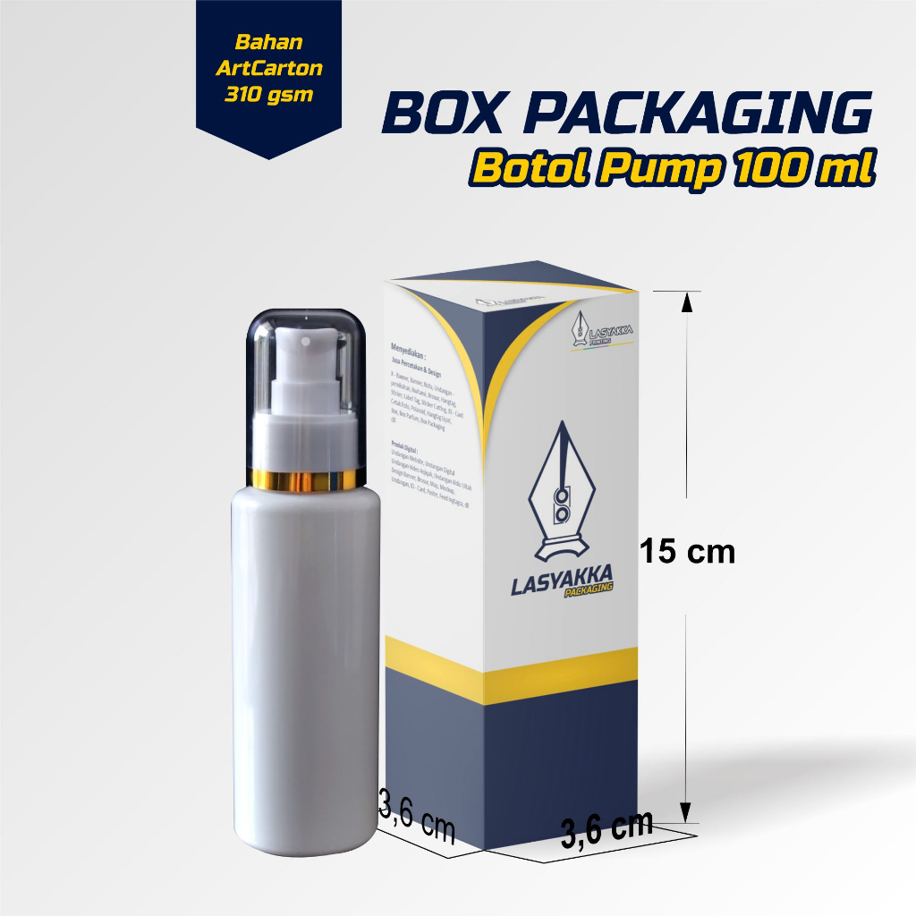 Jual box packaging botol pump 100 ml/kotak botol pump 100ml/box packaging custom | Shopee Indonesia