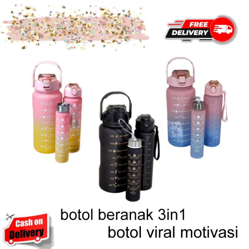 Jual BotolBeranak3in1/BotolMinum2Liter+1000ml+500ml/BotolMinumViral ...
