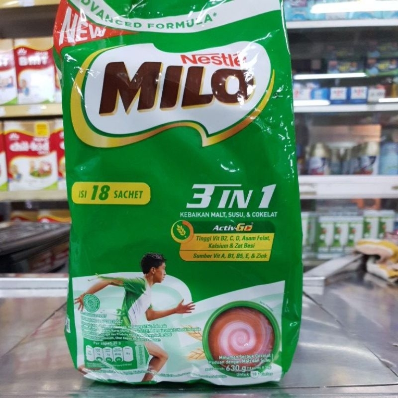 Jual Milo Activ-Go 3in1 Bag 630g (18 Sachet @ 35g) | Shopee Indonesia