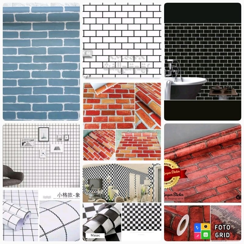 Jual GRATIS ONGKIR!! Wallpaper dinding motif bata banyak | Shopee Indonesia