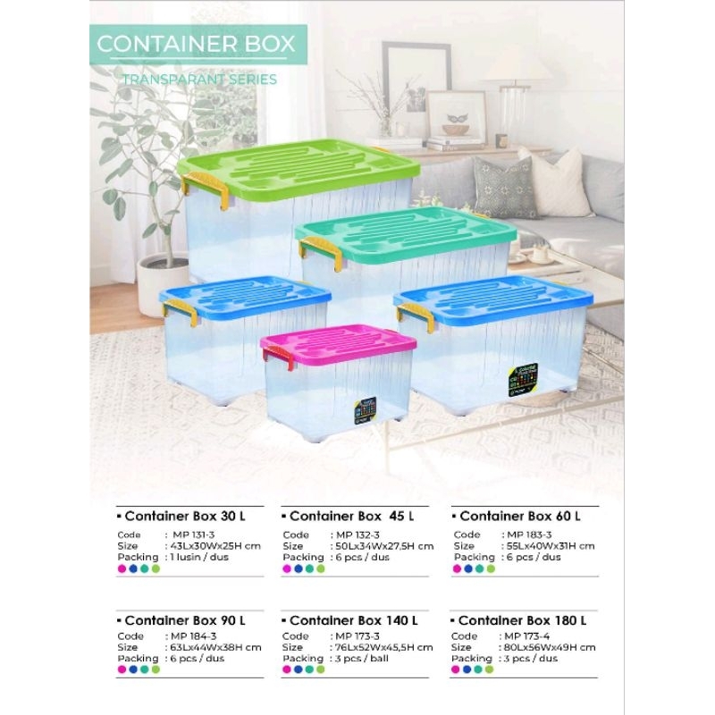 Jual container box 45 liter transparant tutup warna | Shopee Indonesia
