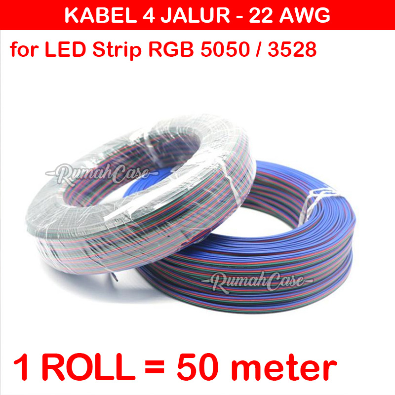 Jual Kabel LED Strip 4 Jalur 22 AWG 1 roll 50 meter 50m pin RGB 22awg ...