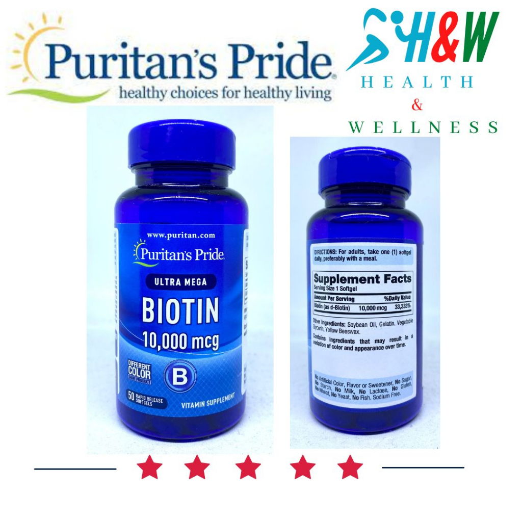 Jual Suplemen Vitamin Puritan Biotin 10,000 mcg isi 50 softgels ...