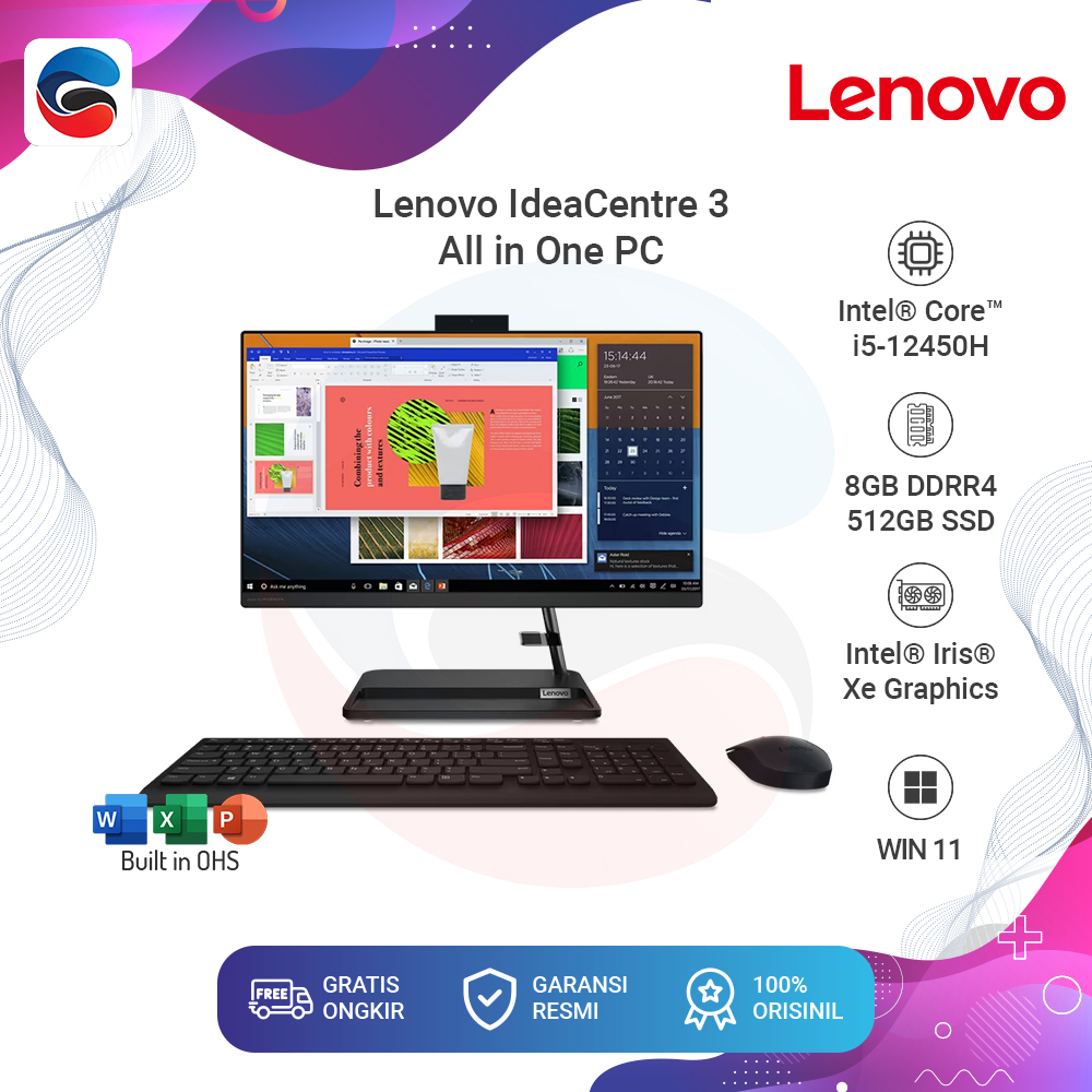 Jual LENOVO PC AIO 3 22IAP7 Intel Core i5 12450H 8GB 512GB [F0GG002UID ...