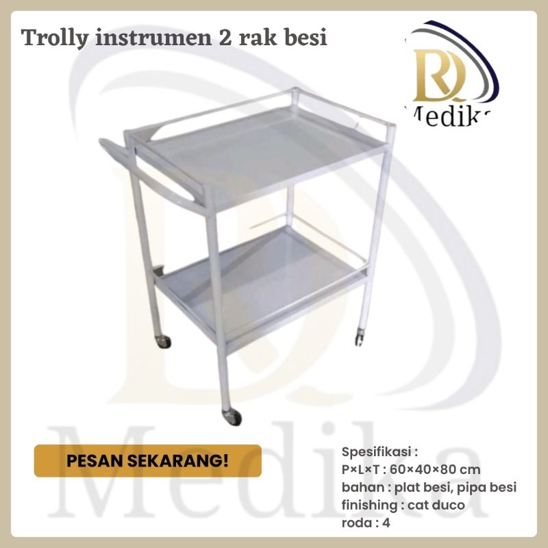Jual Trolly instrumen 2 rak besi/Trolly instrumen besi | Shopee Indonesia