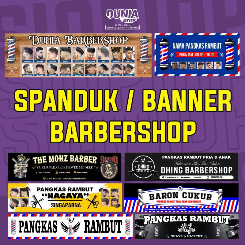 Jual (bisa custom)CETAK BANNER/SPANDUK BARBERSHOP FL280/340 DOFT DAN ...