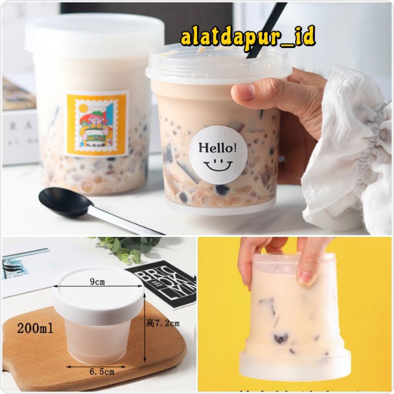 Jual 10pcs 200ml PREMIUM jar toples cup box dessert minuman anti tumpah ...