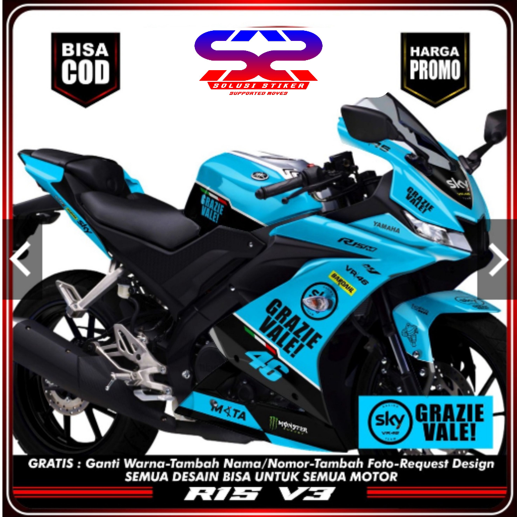 Jual COD Decal Stiker R15 V3 Full Body Stiker Decal R15 V3 Motif\Biru ...