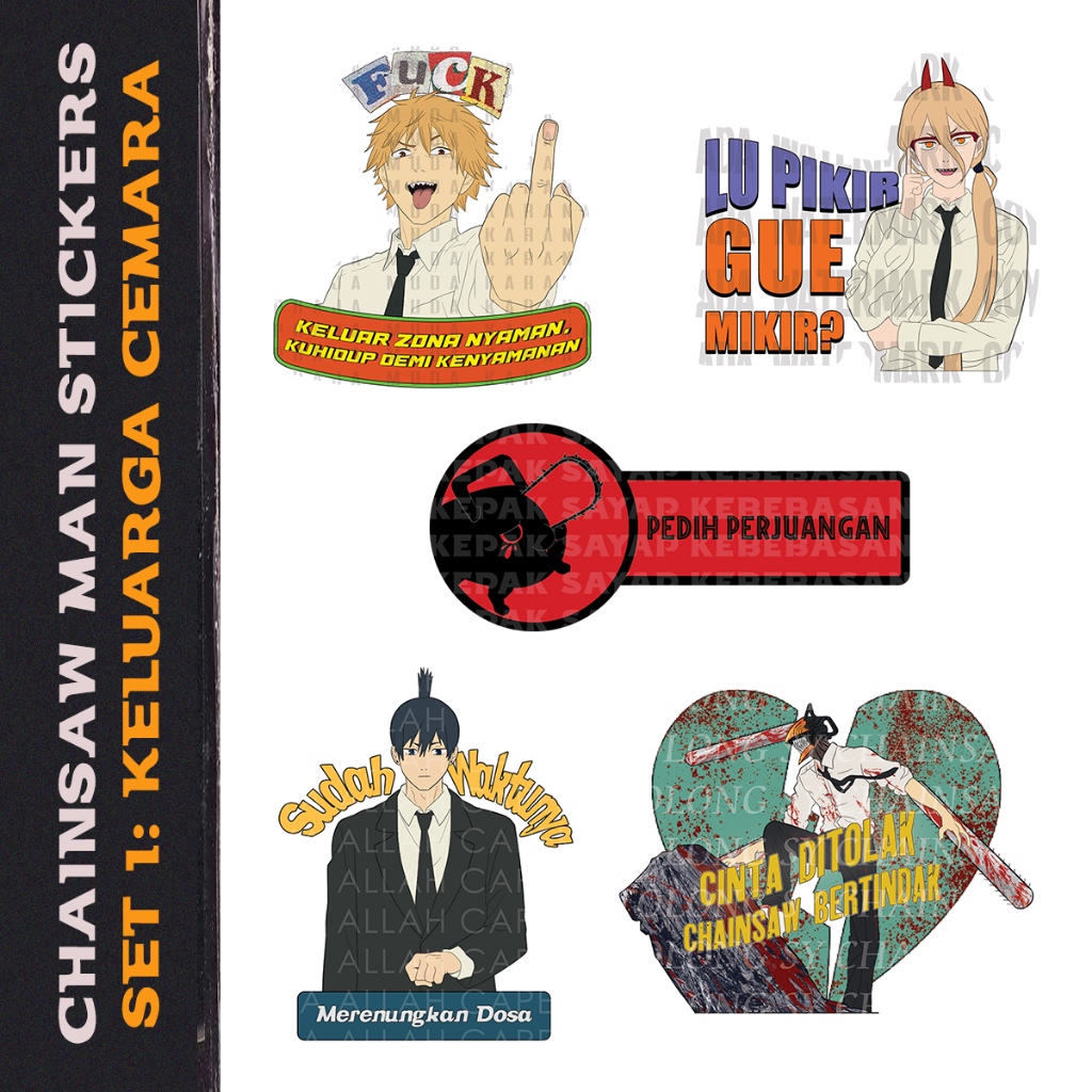 Jual Sticker Chainsaw Man set stiker CSM | Shopee Indonesia