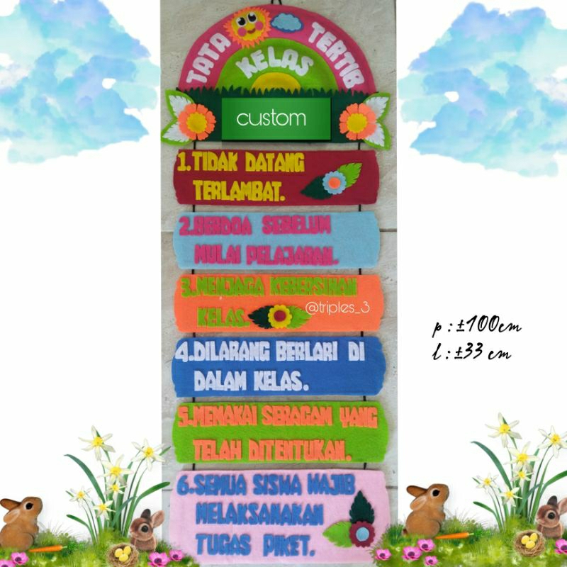 Jual TATA TERTIB KELAS/hiasan dinding/kerajinan flanel/dekorasi sekolah/prakarya | Shopee Indonesia