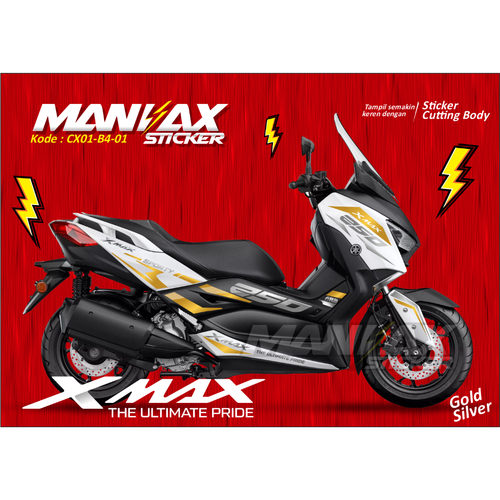 Jual Stiker Cutting Yamaha XMAX 250 SILVER GOLD - List Body Yamaha XMAX ...