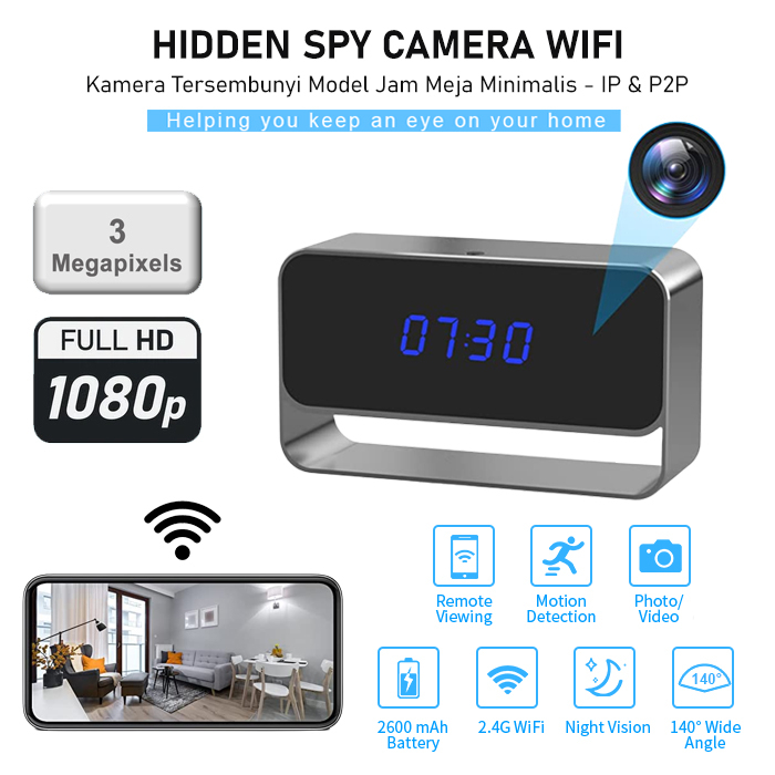 Jual IP Camera CCTV Tablet Clock Wireless 3MP FHD 1080P - Hidden Camera ...