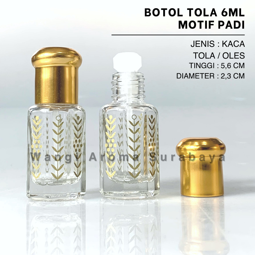 Jual Botol Tola Surrati Motif Padi 6ML - Botol Parfum Tola Motif Padi - Botol Parfum 6ML ...