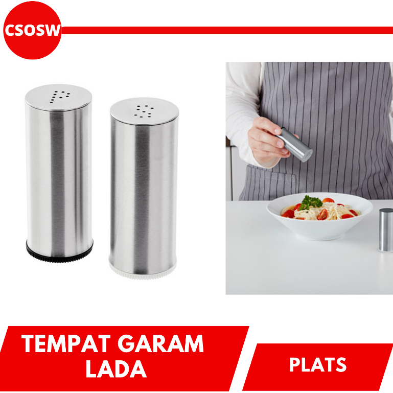 Jual IKPLATS Tempat Garam Lada Set 2 shaker garam/lada hitam, baja ...