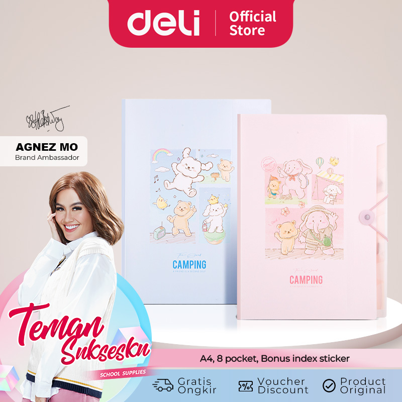 Jual Deli Map Dokumen Harmonika / Expanding File A4 Pink Biru PM303 | Shopee Indonesia