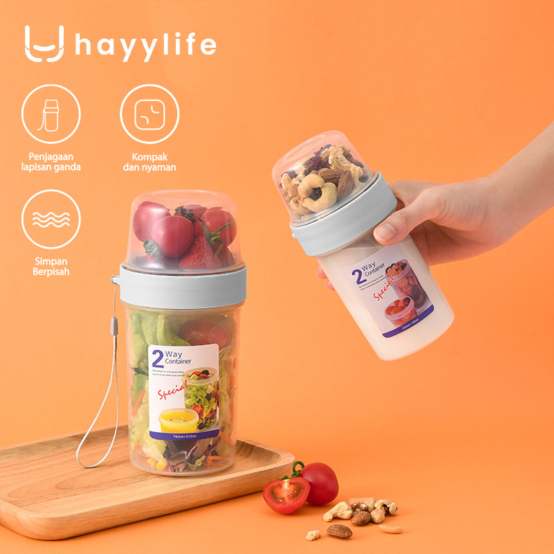 Jual HAYYLIFE Botol Toples Container Portable Model 2 Tingkat 150 Ml ...