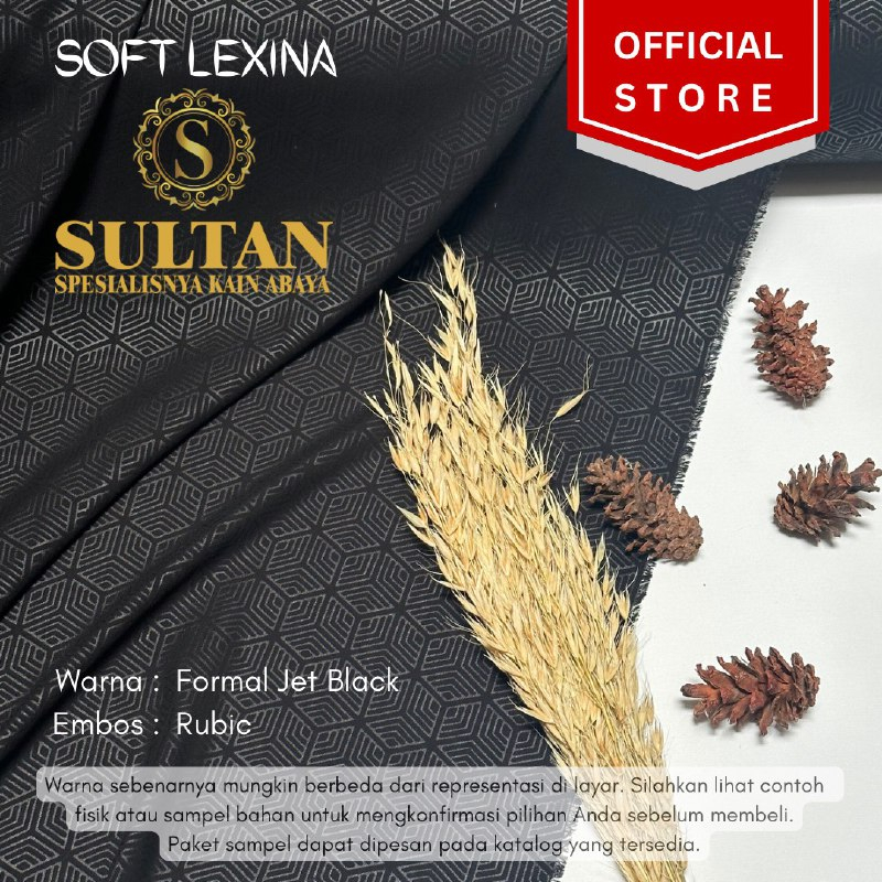 Jual 50CM EMBOS RUBIC SOFT LEXINA FORMAL BLACK/ HITAM PEKAT KAIN ABAYA ...