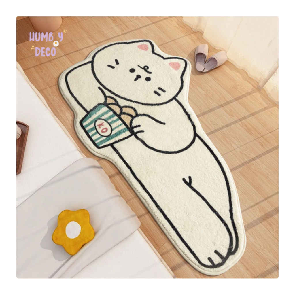 Jual Korean Aesthetic and Minimalist Long Cute Cat Bedroom Soft Floor ...