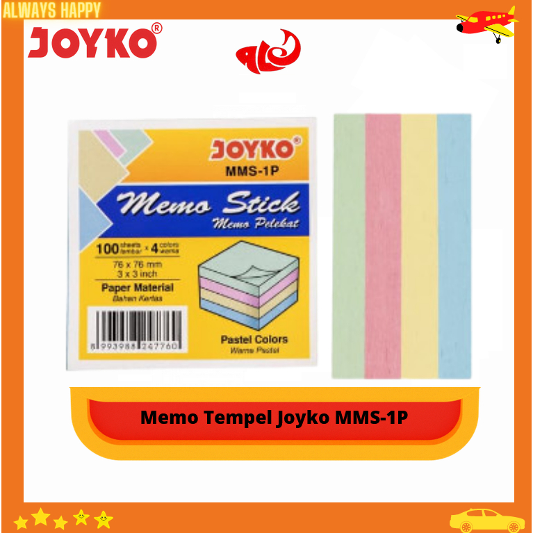 Jual Memo Stick Sticky Note Kertas Memo Tempel Merek Joyko MMS-1P Murah ...