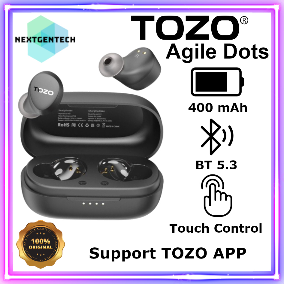 Jual TOZO Agile Dots TWS True Wireless Stereo Earbuds Bluetooth lightweight | Shopee Indonesia