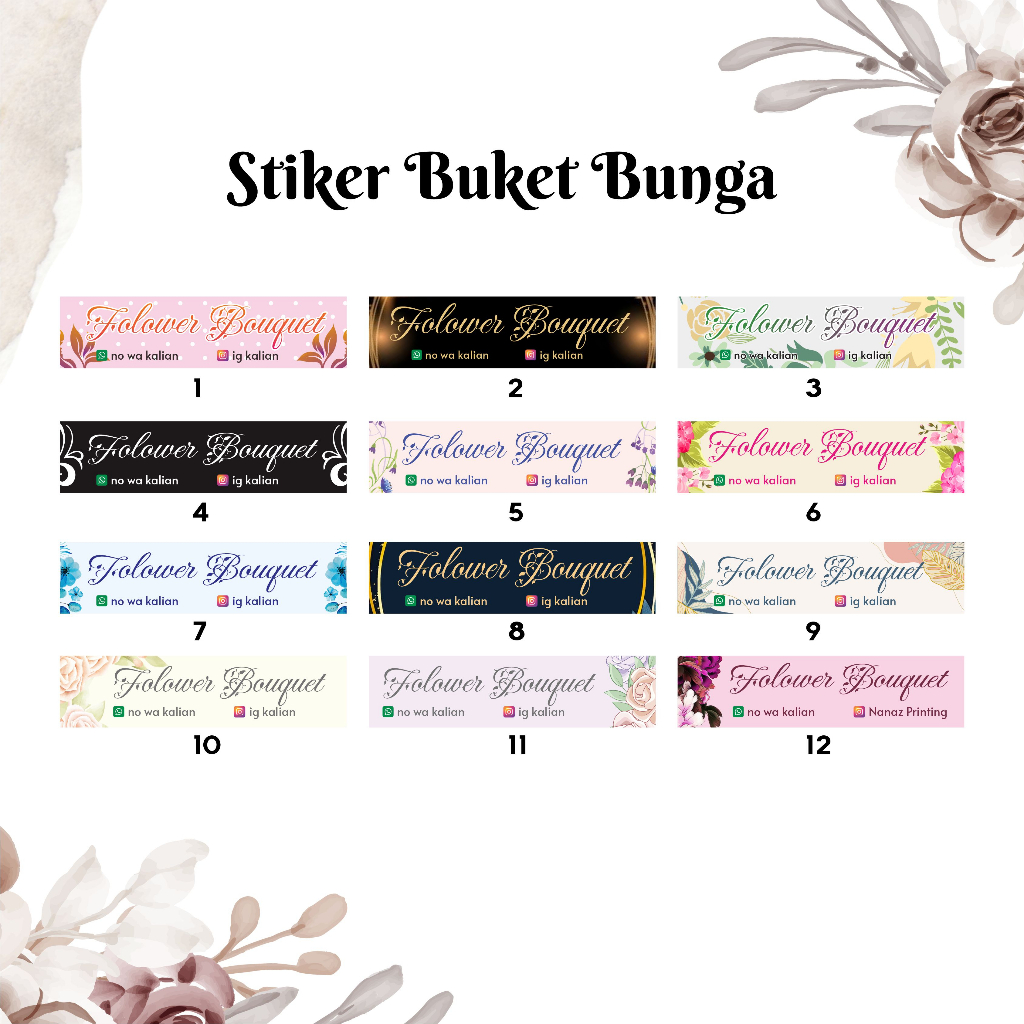 Jual Stiker Bunga / Buket / Bouquet / Flower Bisa Pakai Nama Sendiri ...