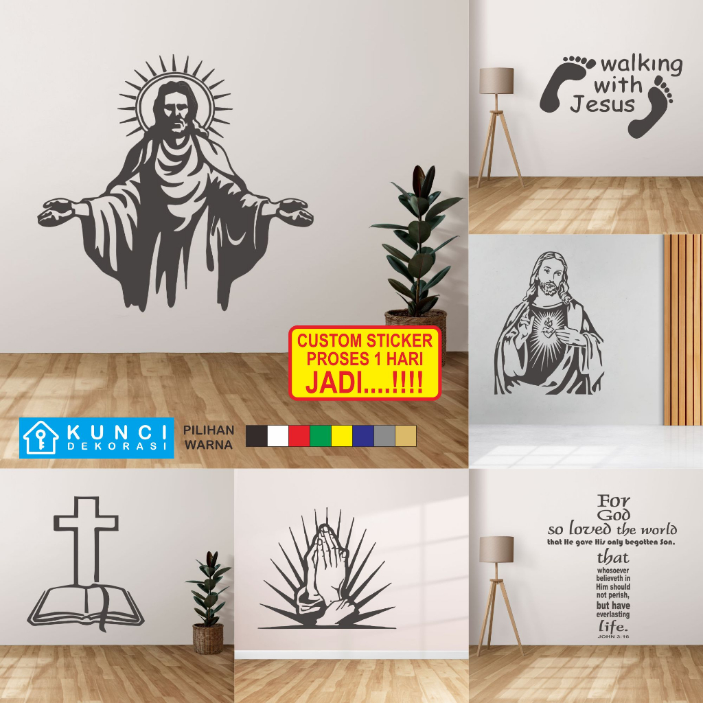 Jual Stiker Dinding Wall Sticker Kaca Tuhan Yesus Kristen Walk With ...