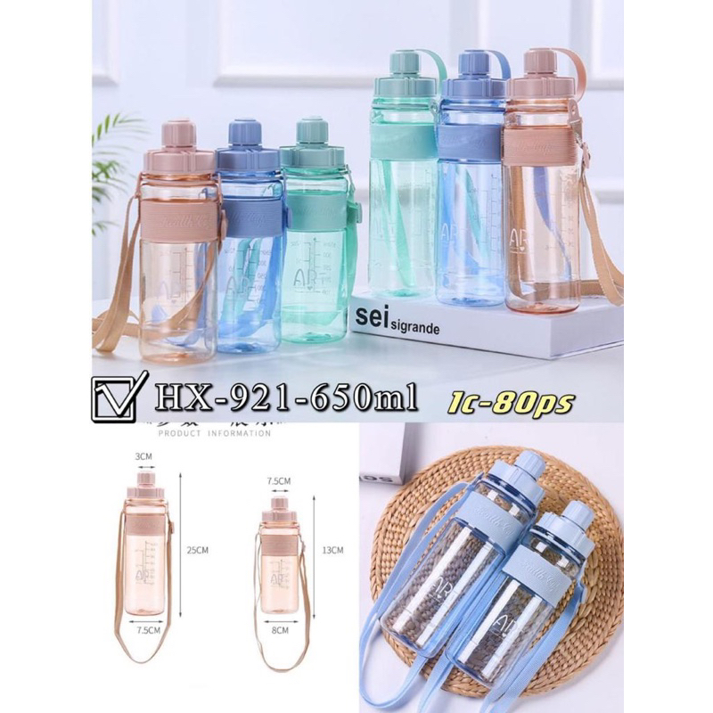 Jual Botol Minum Plastik Transparan 650ML My Bottle Tumbler Olahraga Tali Sport | Shopee Indonesia