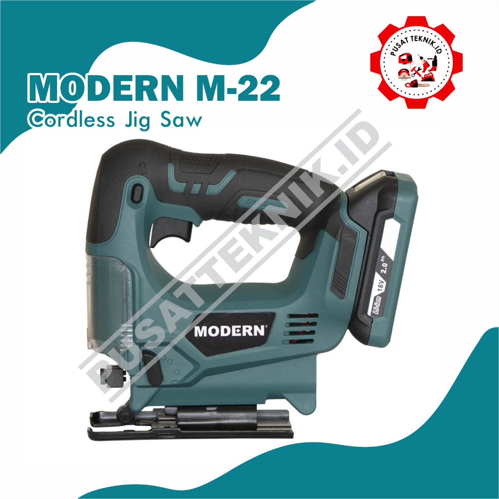 Jual MODERN M22 MESIN JIGSAW BATERAI 20V GERGAJI TRIPLEK KAYU CORDLESS ...