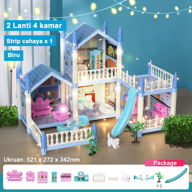 Jual Mainan Rumah Rumahan 3D Princess Kastil Villa dengan Lampu dan ...