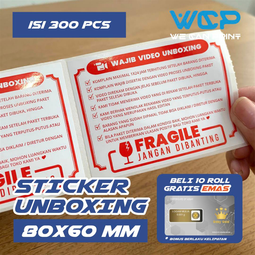 Jual Label Sticker FRAGILE 80x60 Wajib Video Unboxing Stiker Jangan ...