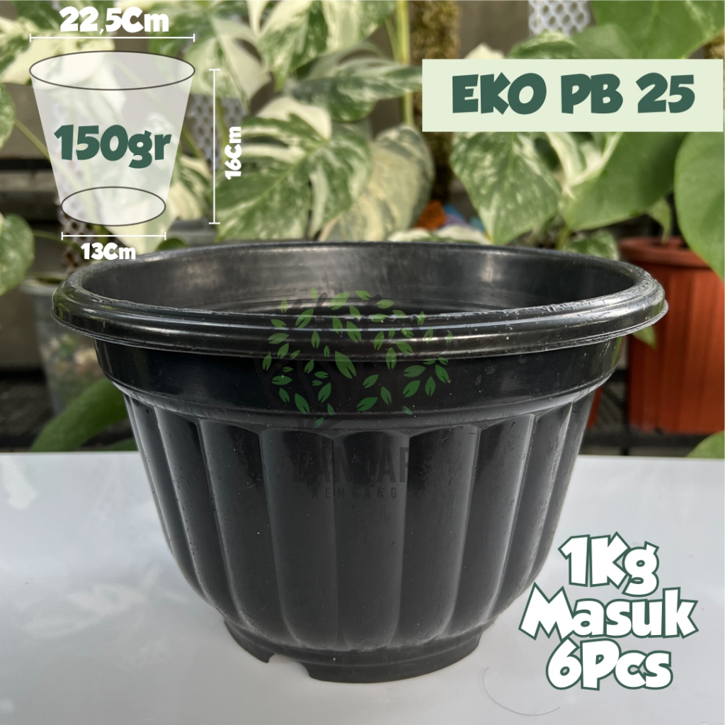 Jual Pot Bunga Hitam Eko PB 25 Motif Belimbing Pot Diameter 25cm Pot ...