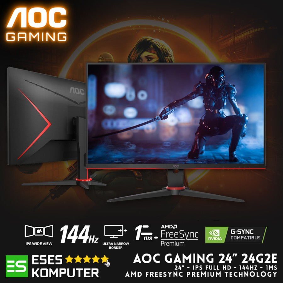 Jual Monitor AOC 24G2E 24" IPS FHD 144Hz 1ms Gaming AMD FreeSync ...