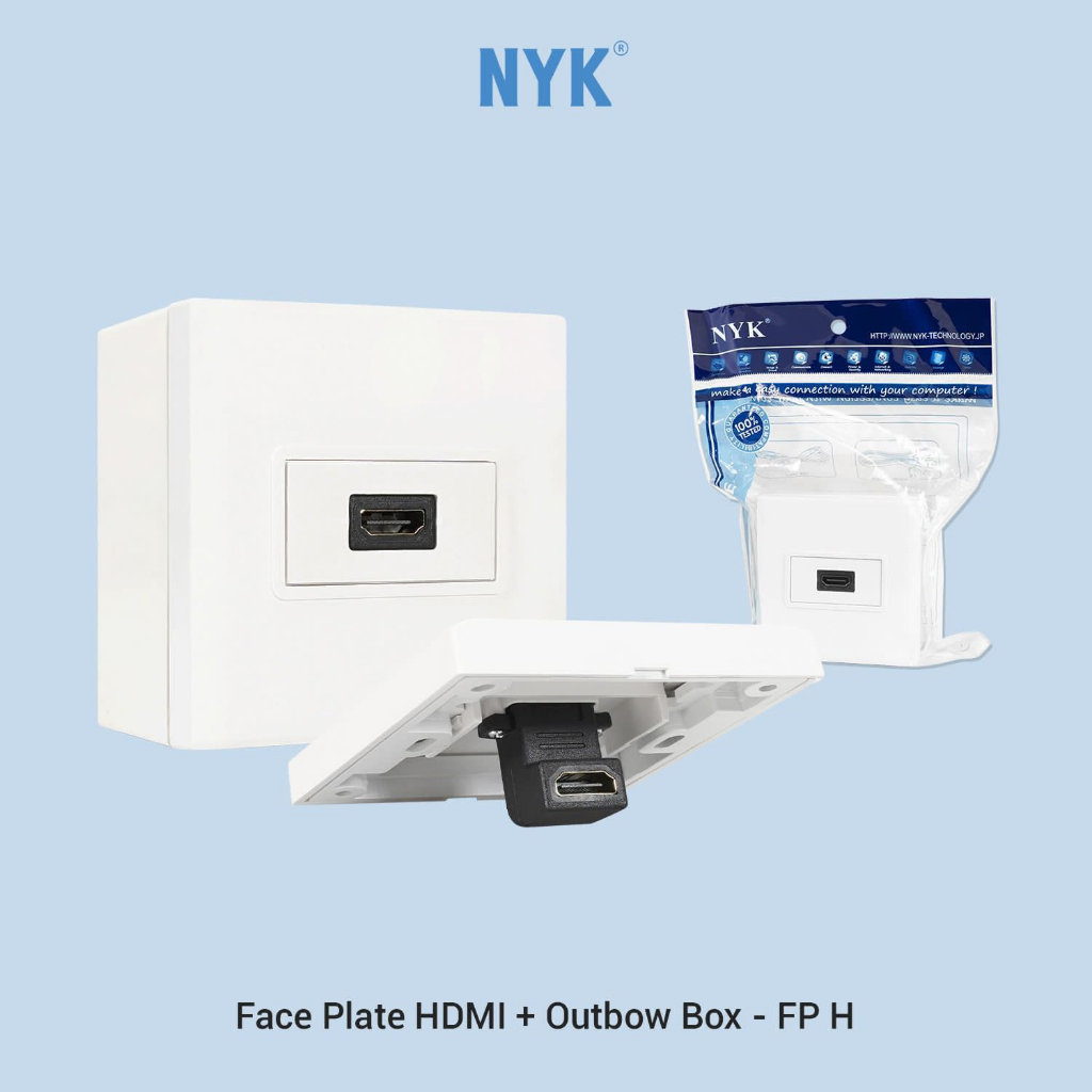 Jual NYK Wall Face Plate HDMI 1Port + Outbow Box - Faceplate HDMI 1Port ...